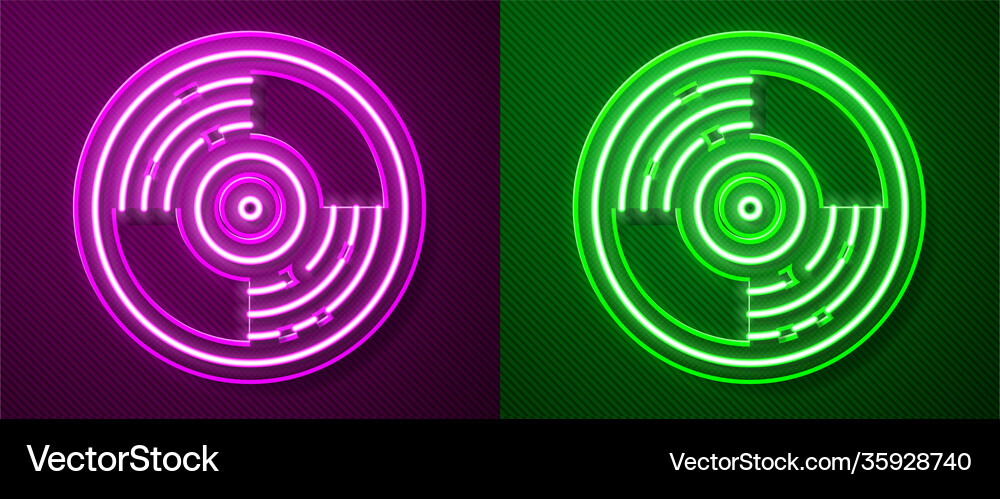 Glowing neon line vinyl disk icon isolated on Vector Image