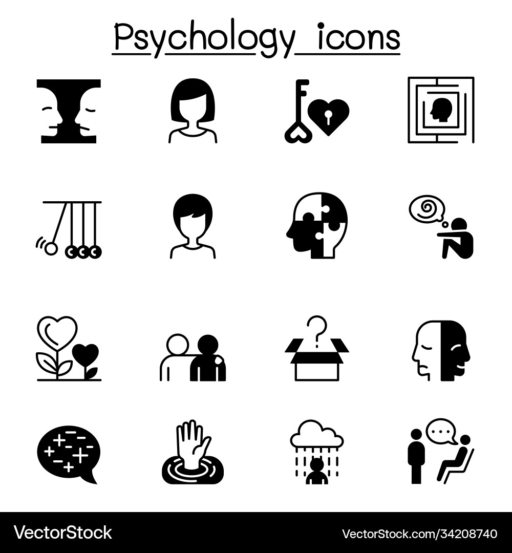 Psychology icons set graphic design Royalty Free Vector