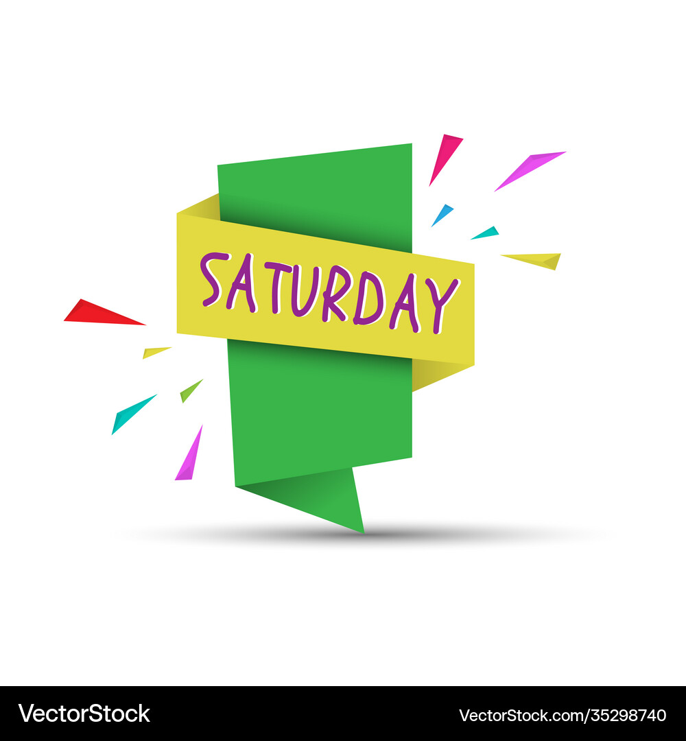 Saturday colored banner with name day Royalty Free Vector