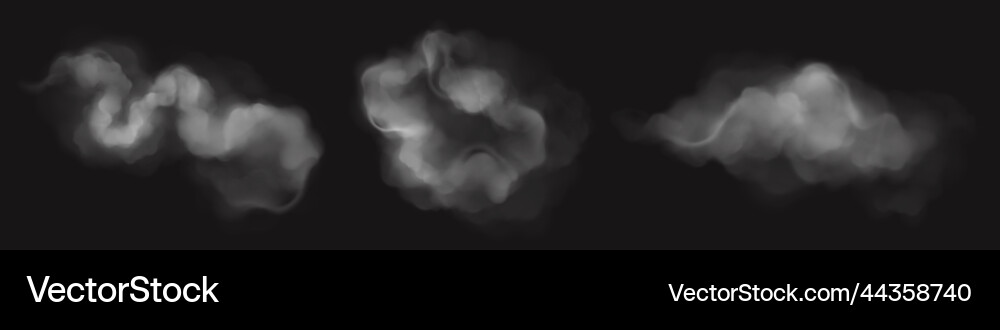 White steam fog or smoke clouds Royalty Free Vector Image