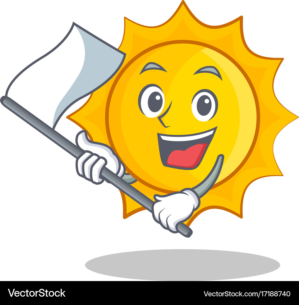 With flag cute sun character cartoon Royalty Free Vector