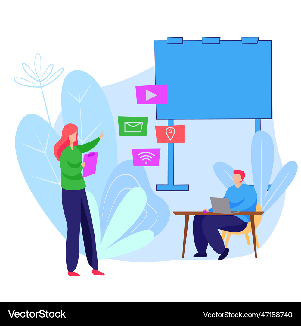 Woman teaching digital marketing Royalty Free Vector Image