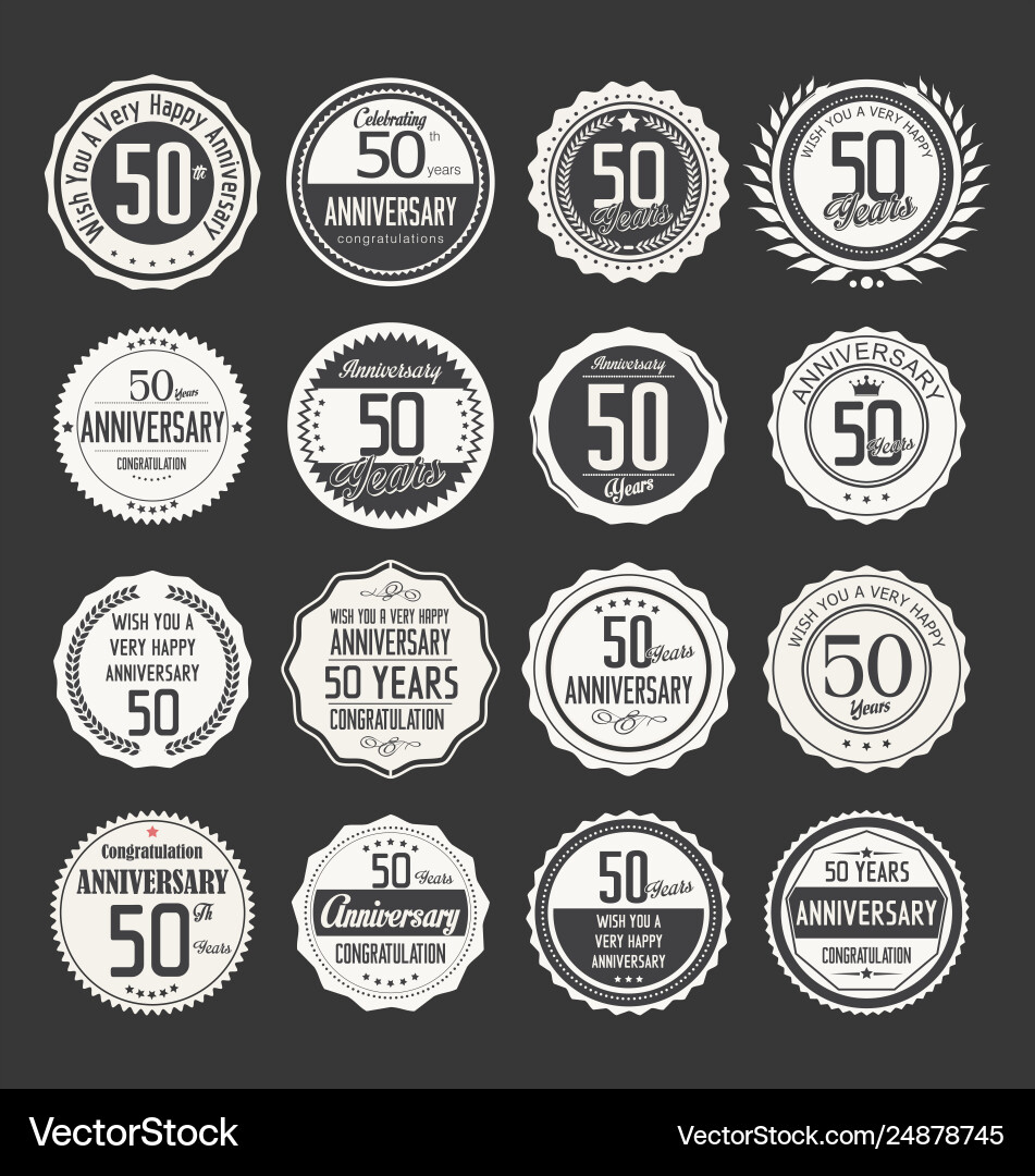 Anniversary retro labels 50 years collection 2 Vector Image
