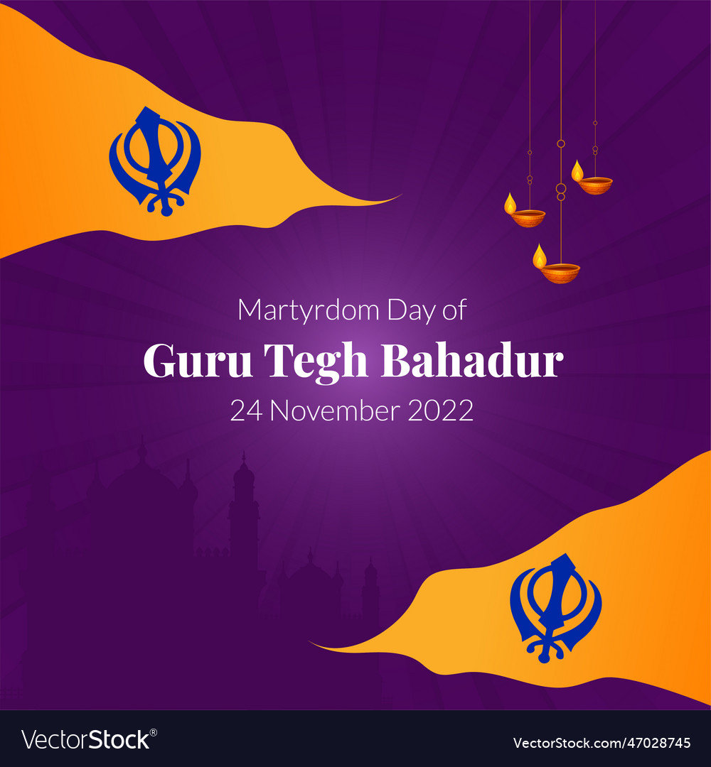 Banner design of guru tegh bahadur ji template Vector Image