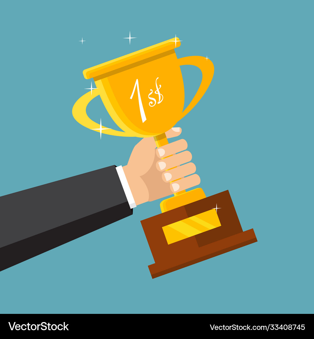 Champion trophy flat icon golden winner cup Vector Image
