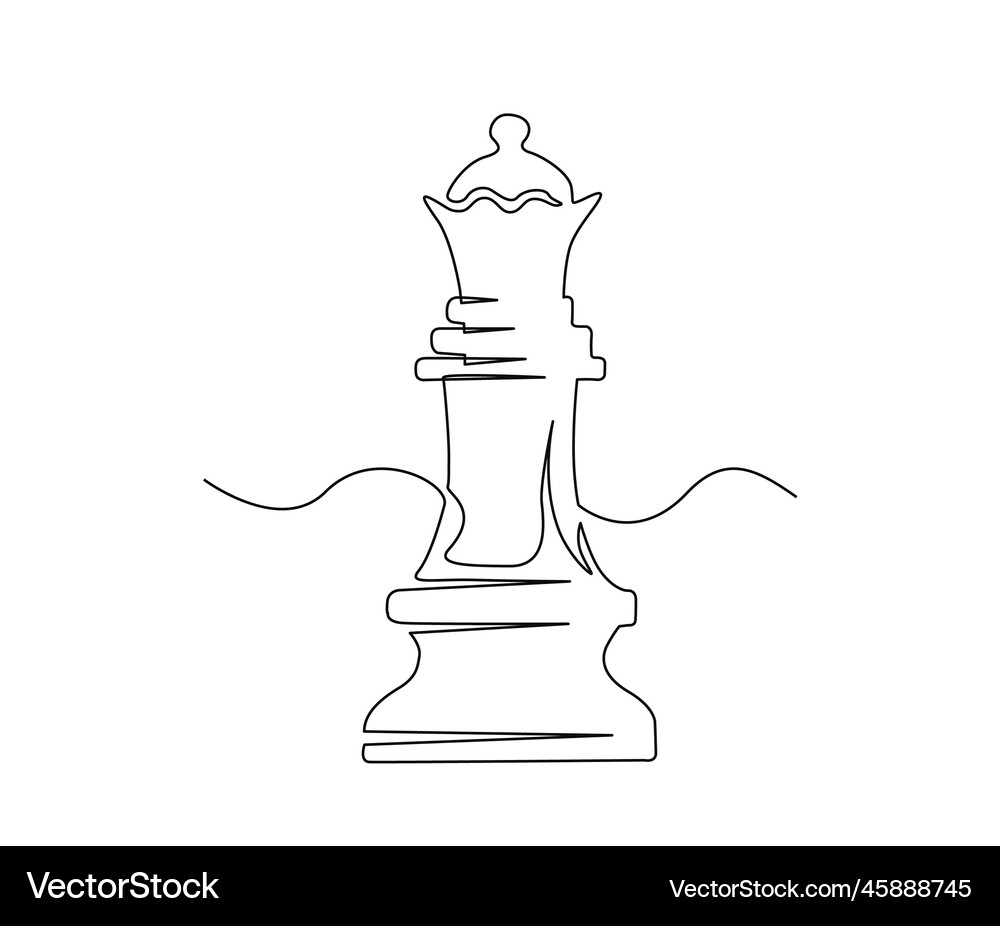 Continuous one line drawing of chess queen simple Vector Image