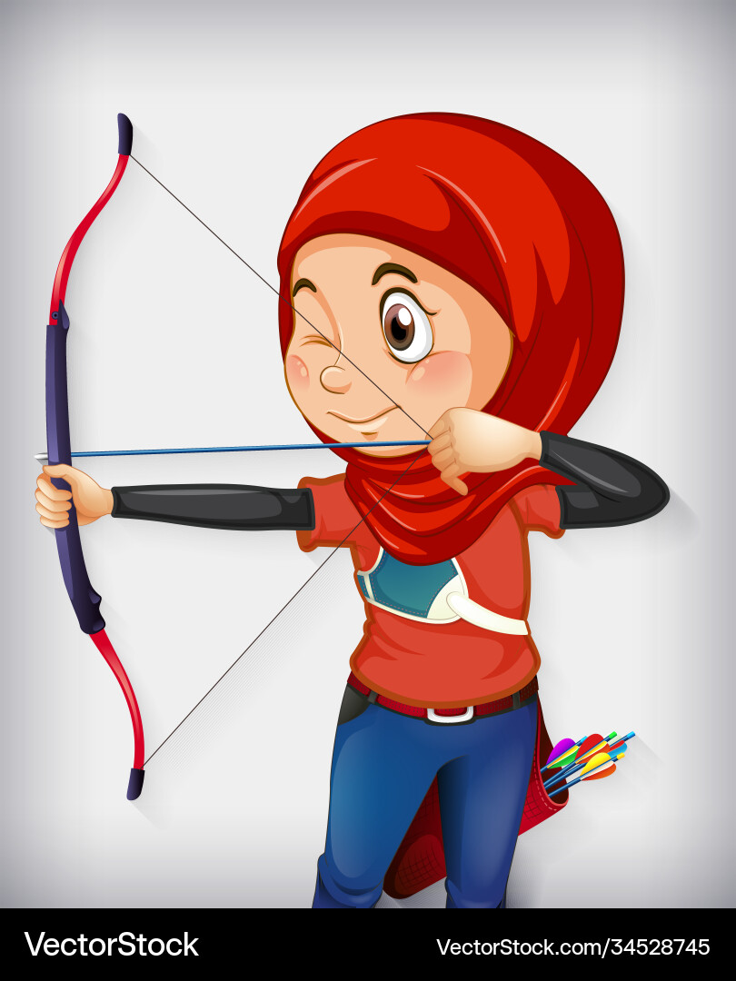 Female muslim archer character Royalty Free Vector Image