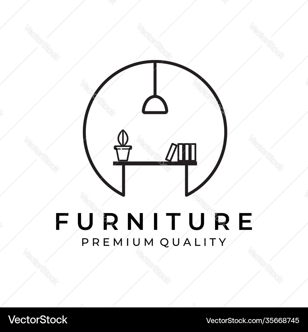 Furniture logo design emblem badge Royalty Free Vector Image