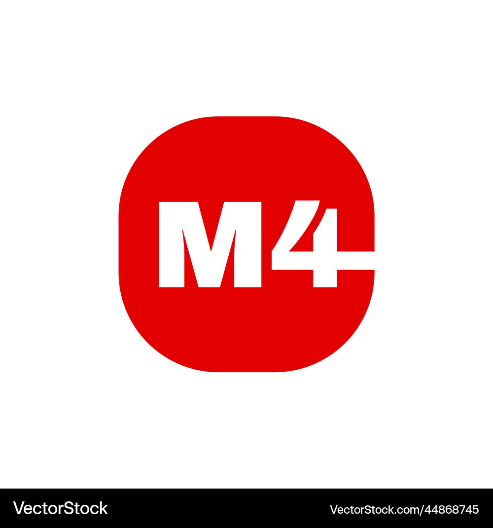 M4 brand name unit letters monogram in red Vector Image