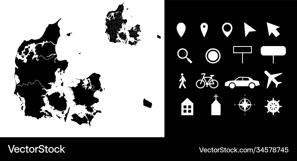 Map denmark administrative regions departments Vector Image