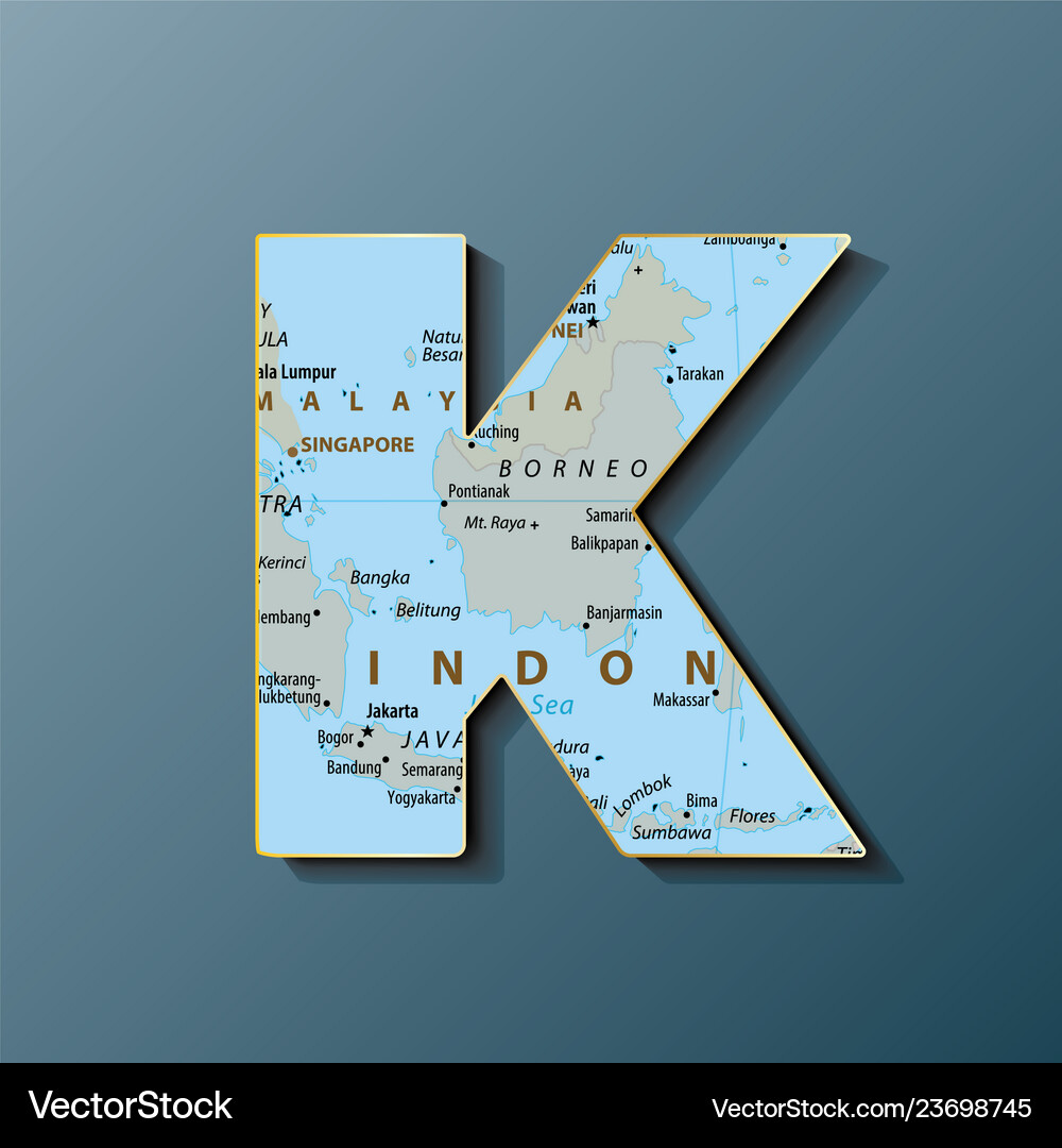 Uppercase letter k with map to use monograms Vector Image