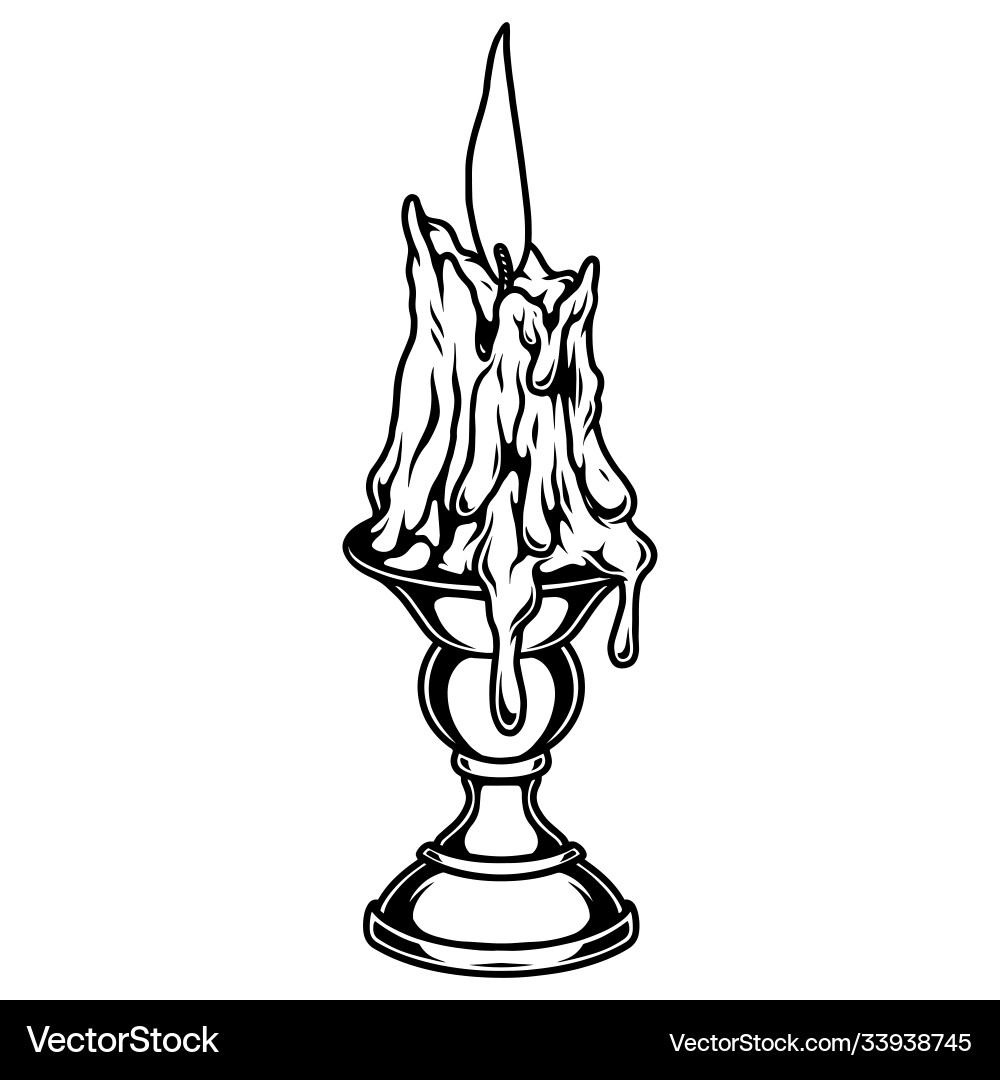 Vintage concept burning wax candle Royalty Free Vector Image