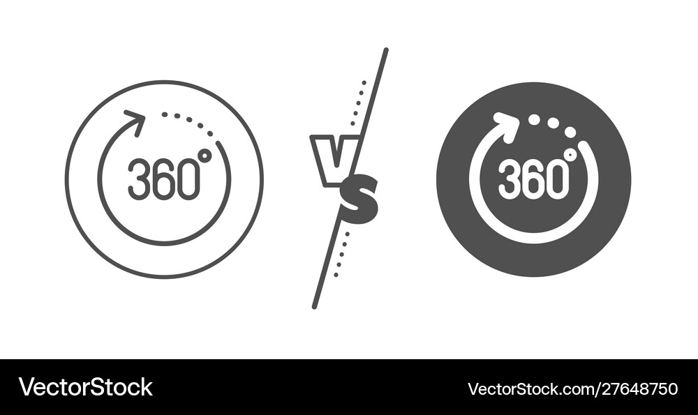360 degrees line icon panoramic view sign vr Vector Image