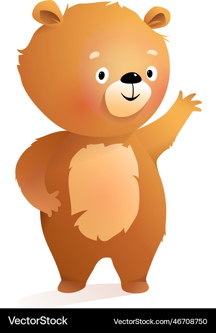 Baby teddy bear character greeting hello Vector Image