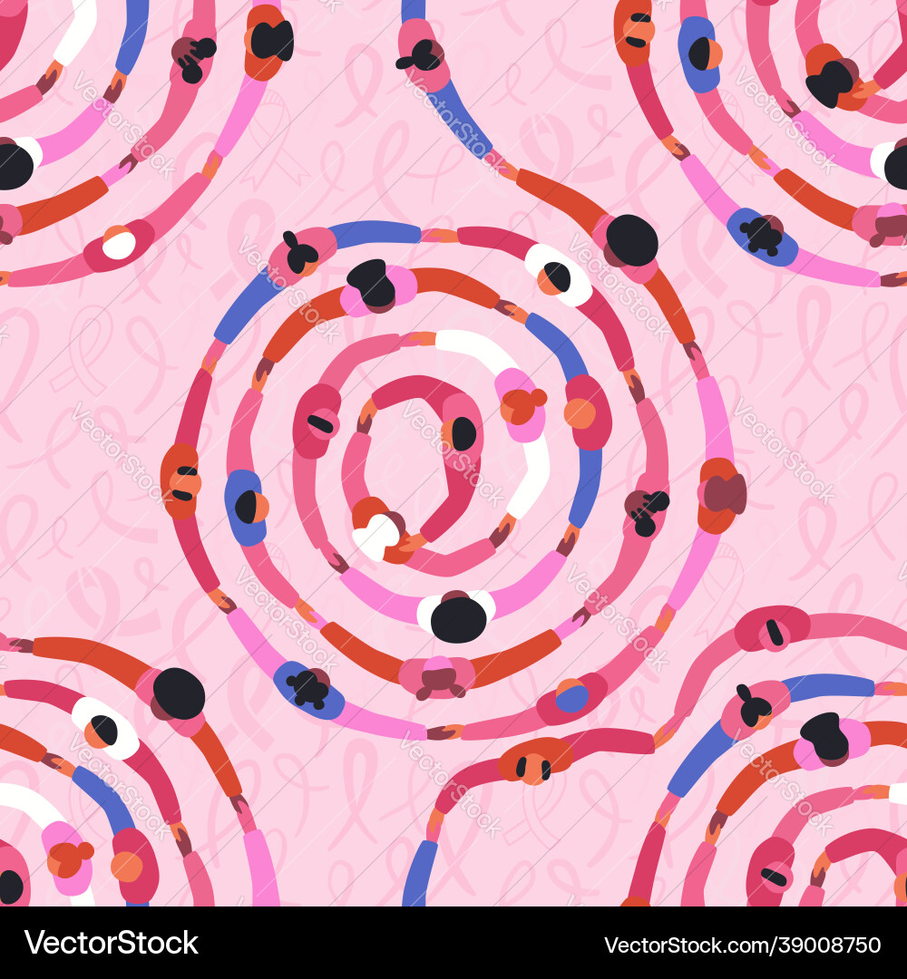 Breast cancer awareness people seamless pattern Vector Image