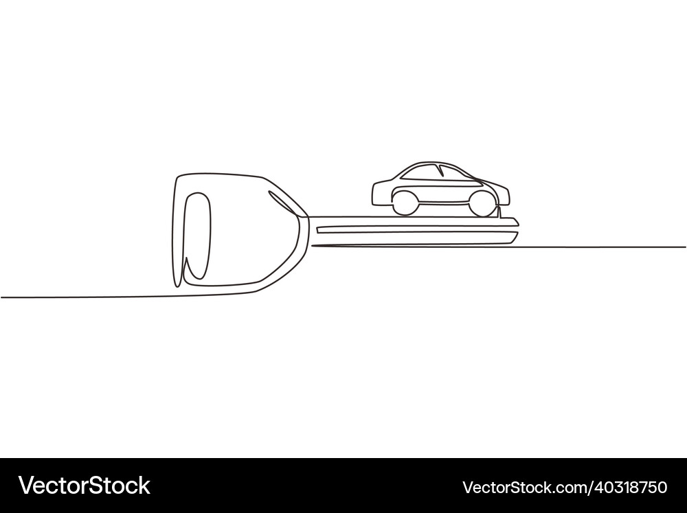 Continuous one line drawing car keys logo design Vector Image