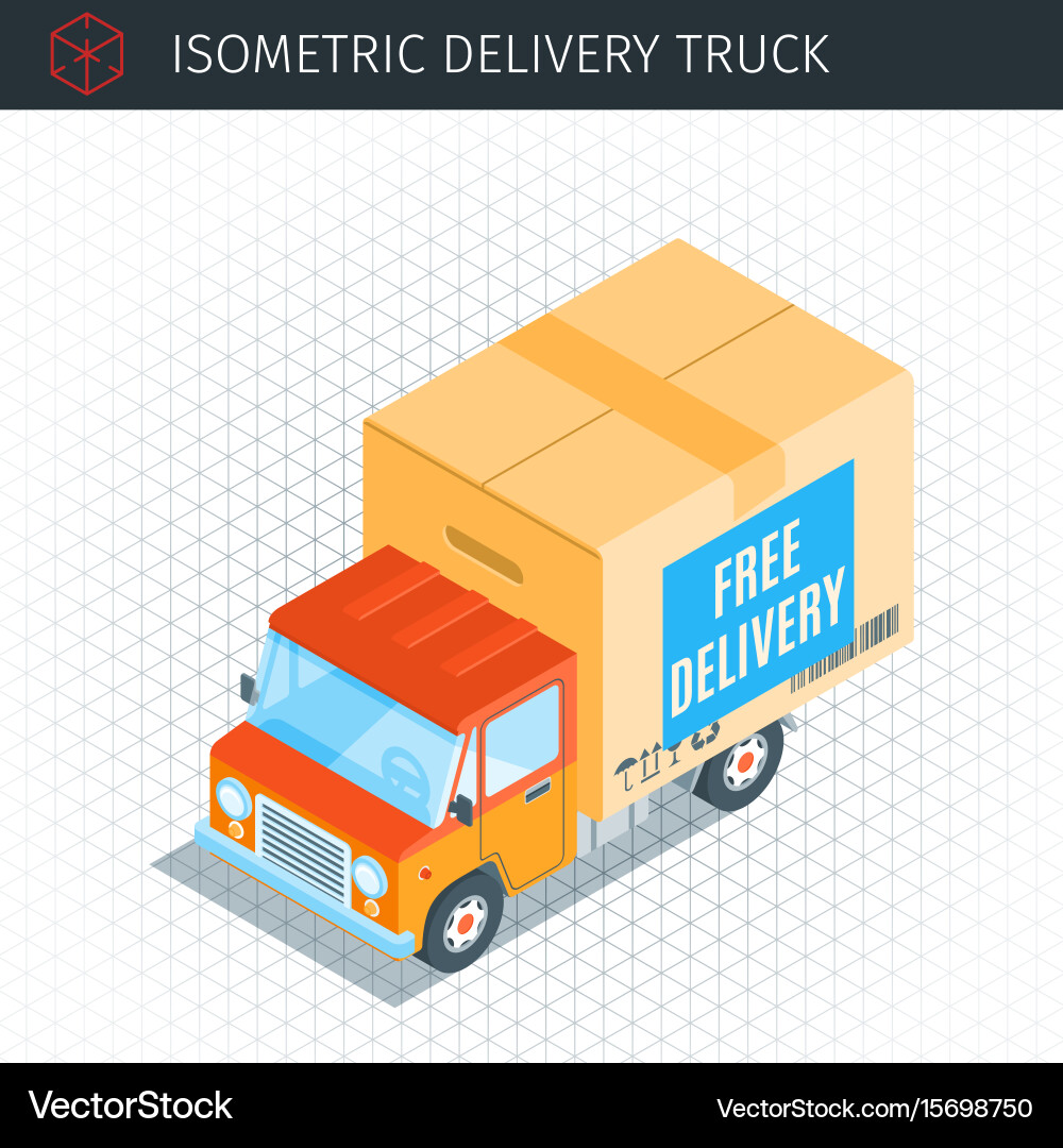 Delivery truck with a box Royalty Free Vector Image