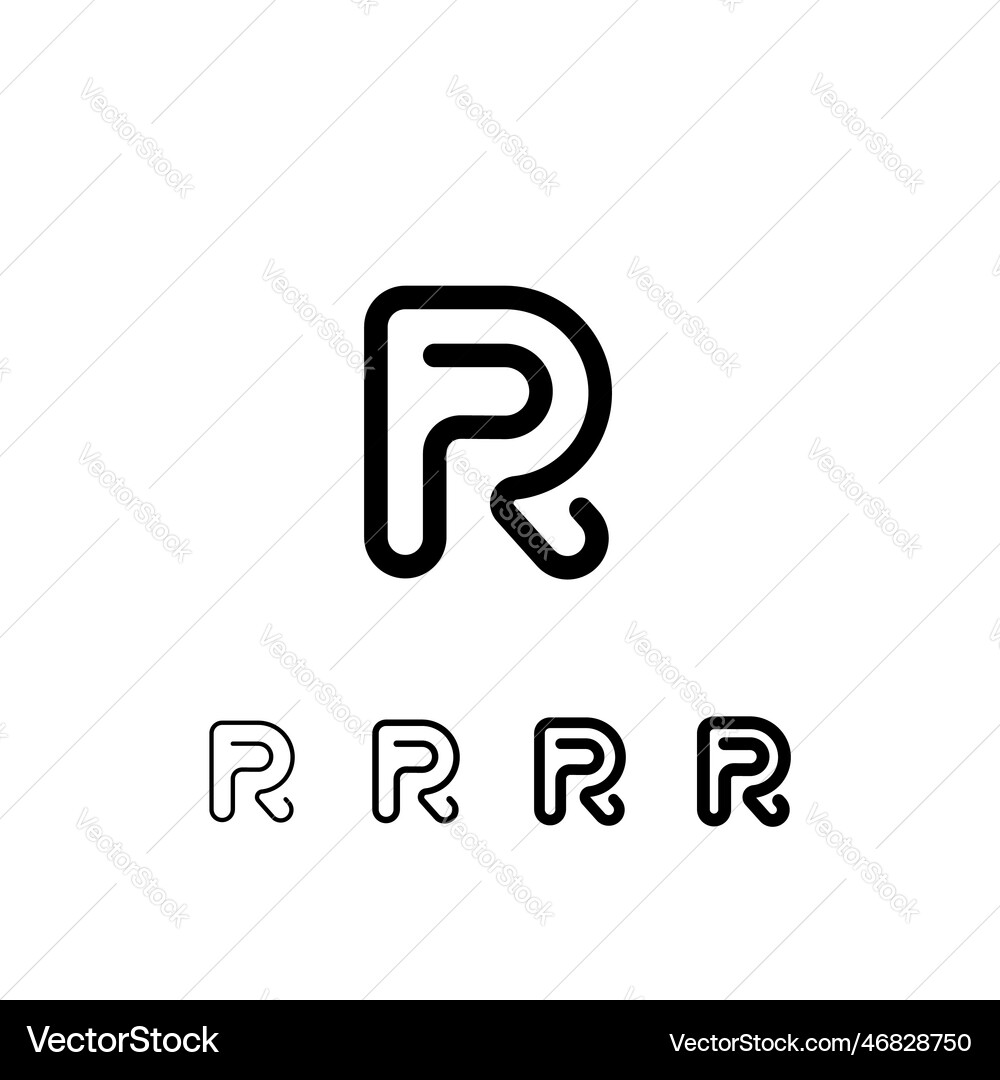 Digital tech font rounded wire alphabet letter r Vector Image
