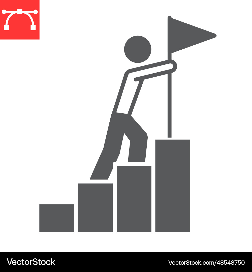 Goal by achieving the next step glyph icon Vector Image