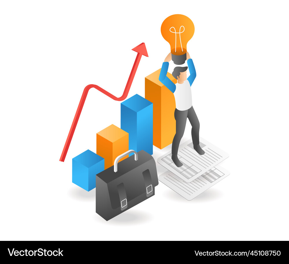 Isometric flat 3d successful business winning man Vector Image