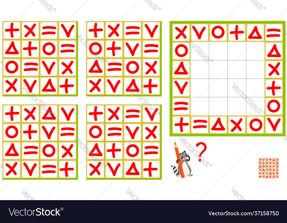 Logic puzzle game find correct pattern Royalty Free Vector