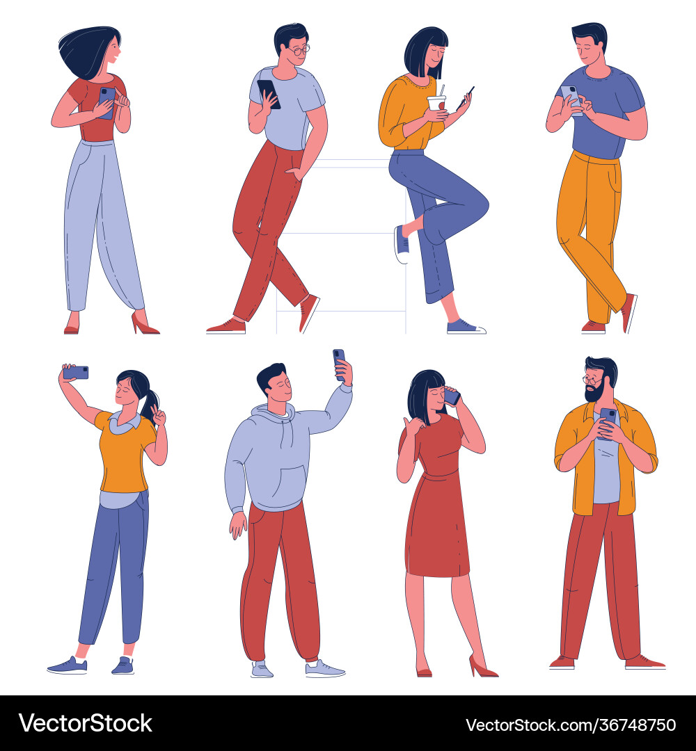 People with mobile phones Royalty Free Vector Image