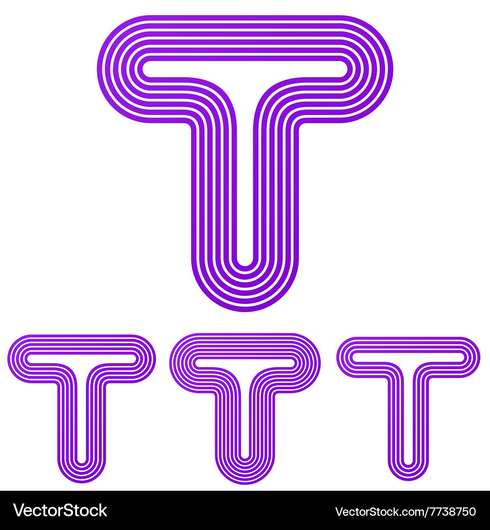 Purple line t logo design set Royalty Free Vector Image