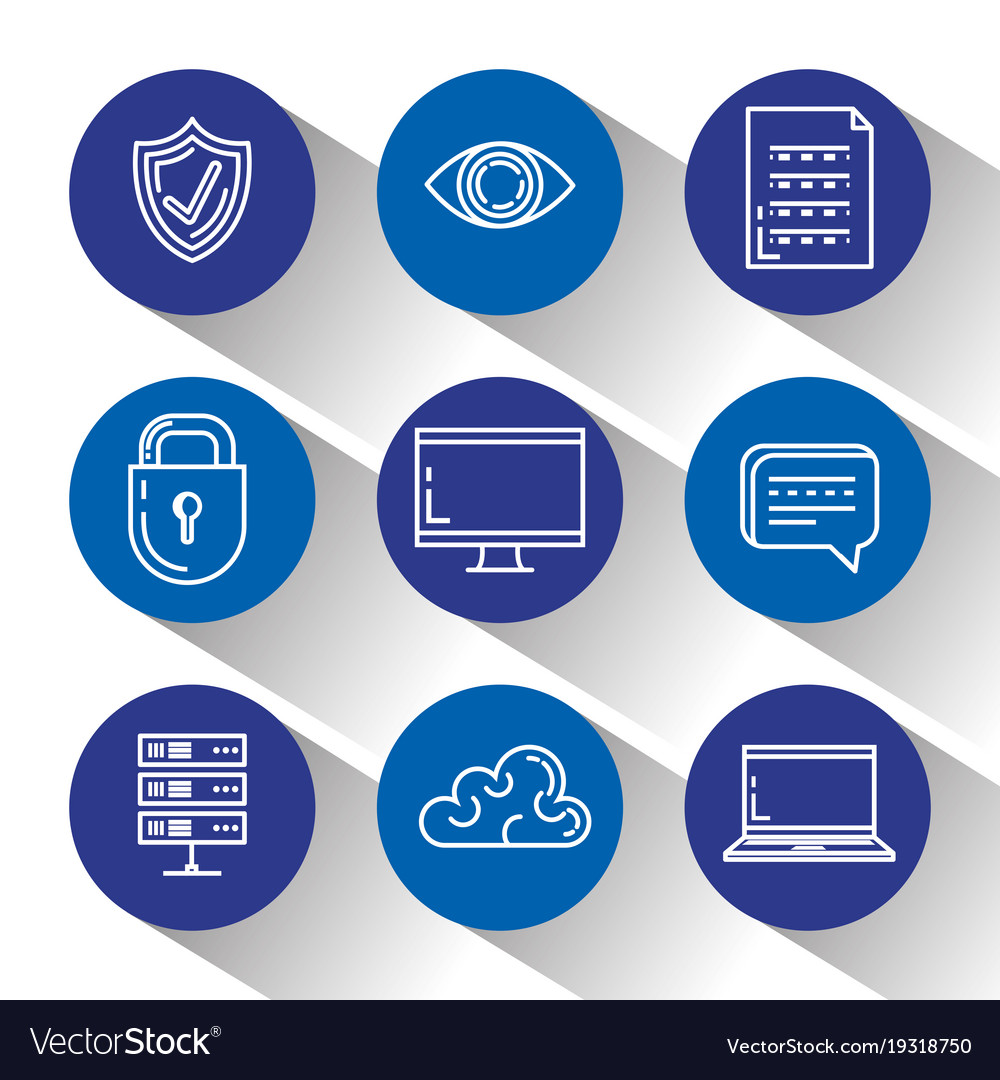 Security system technology icons Royalty Free Vector Image