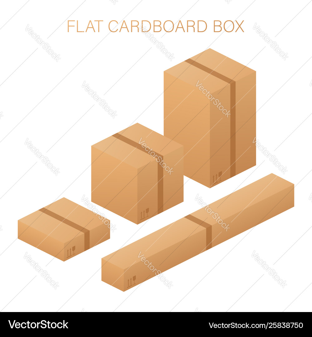 Set flat carton box delivery and packaging Vector Image