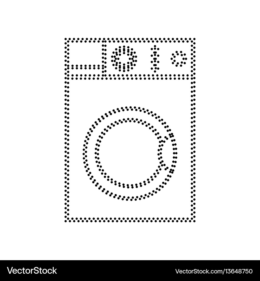 Washing machine sign black dotted icon Royalty Free Vector