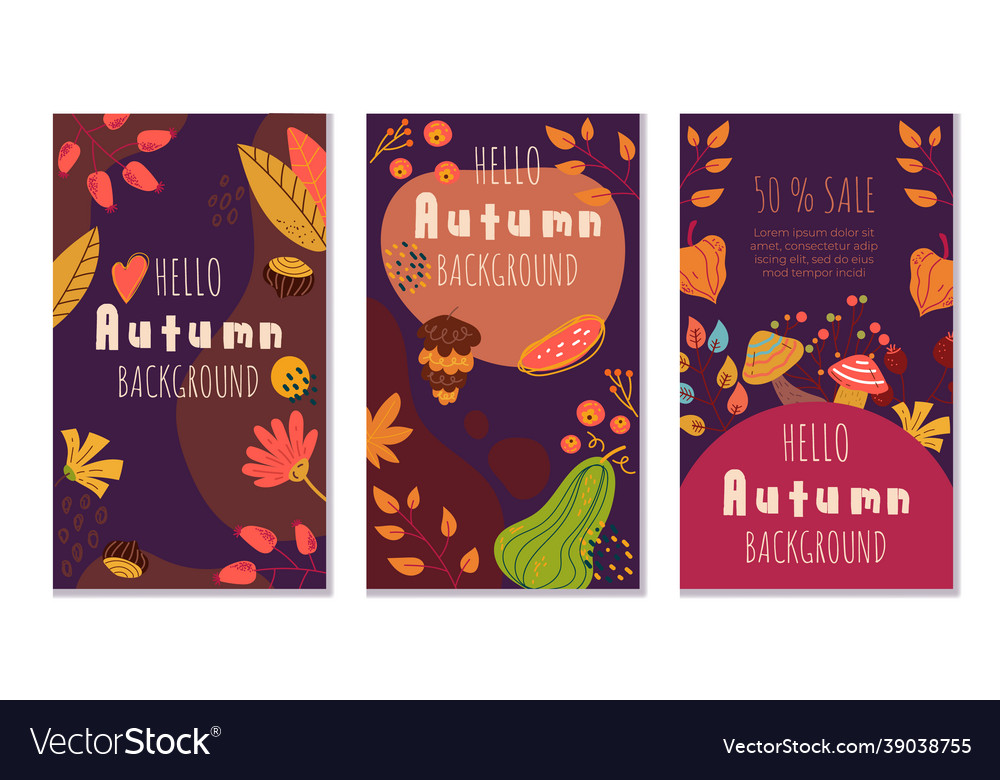 Abstract hello autumn boho flyers banners Vector Image