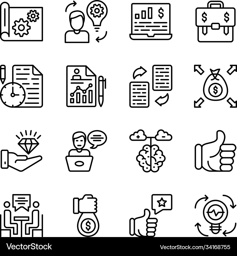 Business planning icons set Royalty Free Vector Image