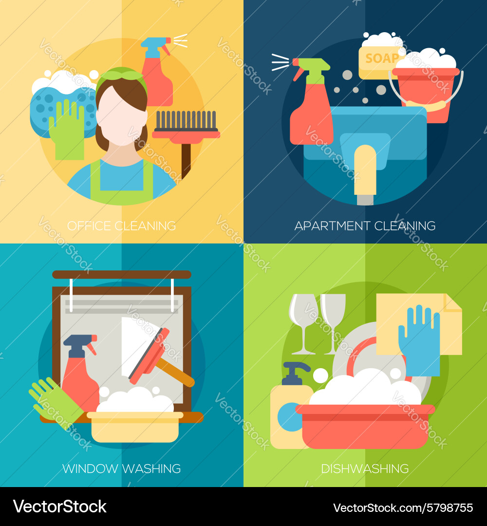 Cleaning design concept with office apartment Vector Image