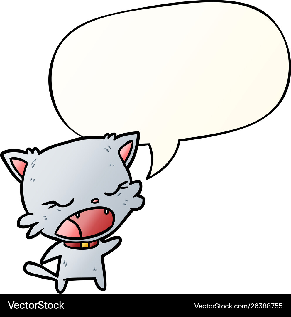 Cute cartoon cat talking and speech bubble Vector Image
