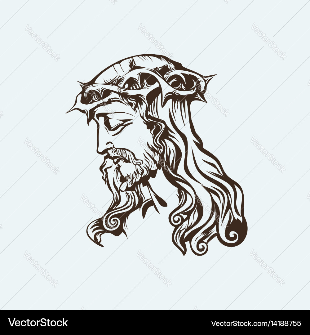 Face lord jesus christ Royalty Free Vector Image