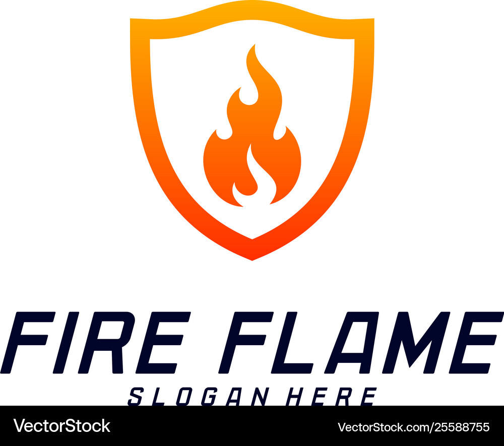 Fire shield logo design template Royalty Free Vector Image