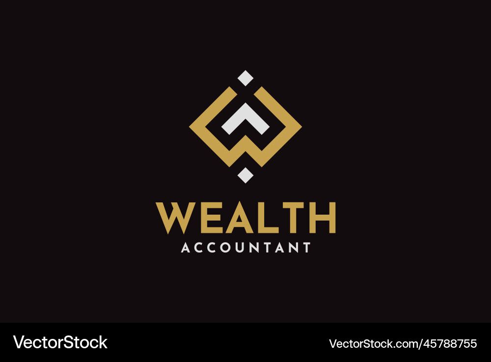 Golden initial letter w wealth classic logo Vector Image
