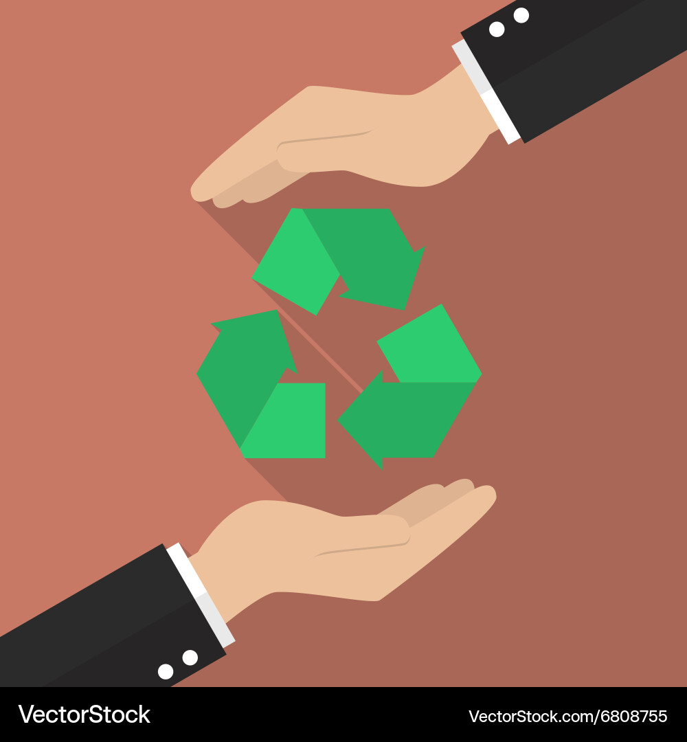 Hands holding recycle icon Royalty Free Vector Image