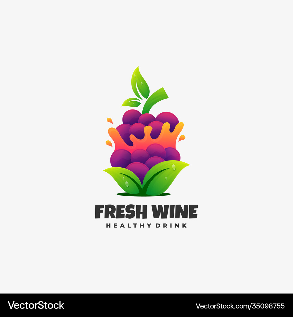 Logo fresh wine gradient colorful style Royalty Free Vector