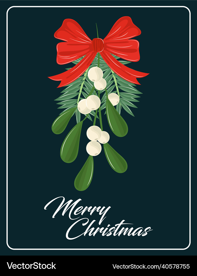 Merry christmas mistletoe card Royalty Free Vector Image