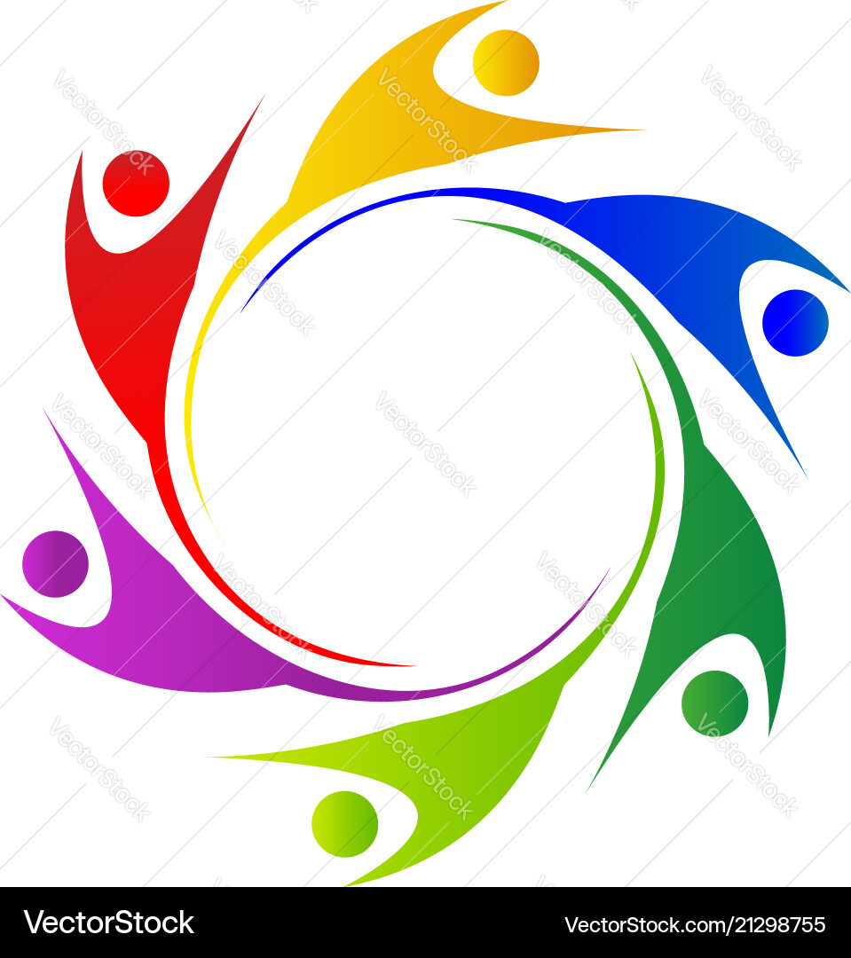 Teamwork swooshes in a circle people logo Vector Image