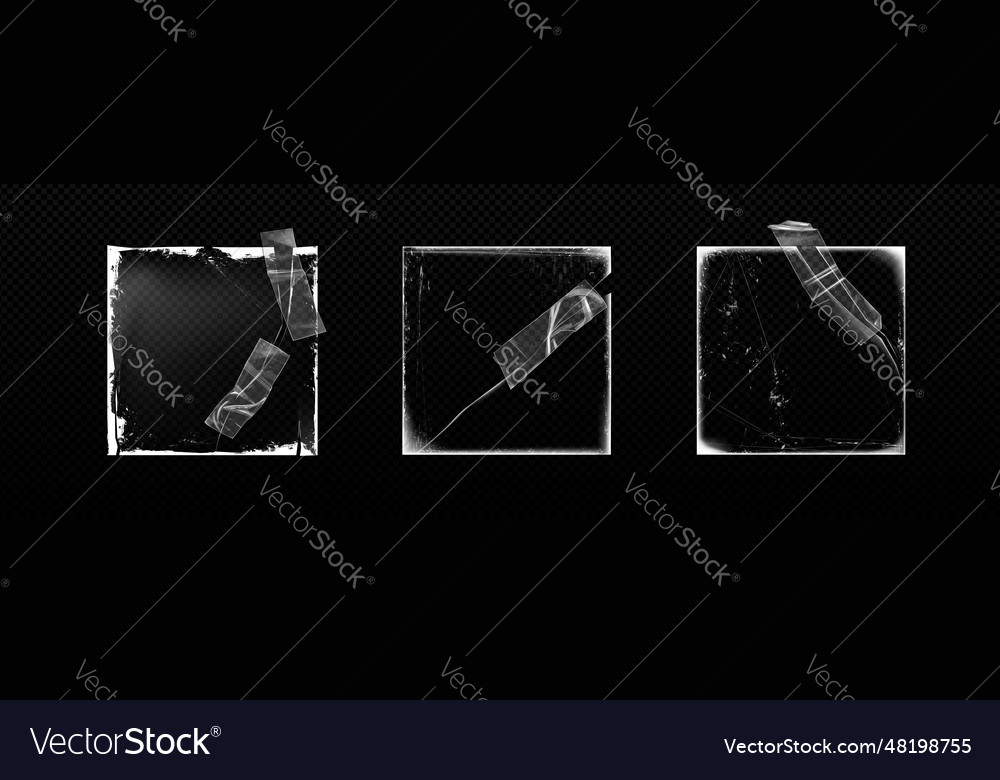 Vintage square paper torn overlay with tape edge Vector Image