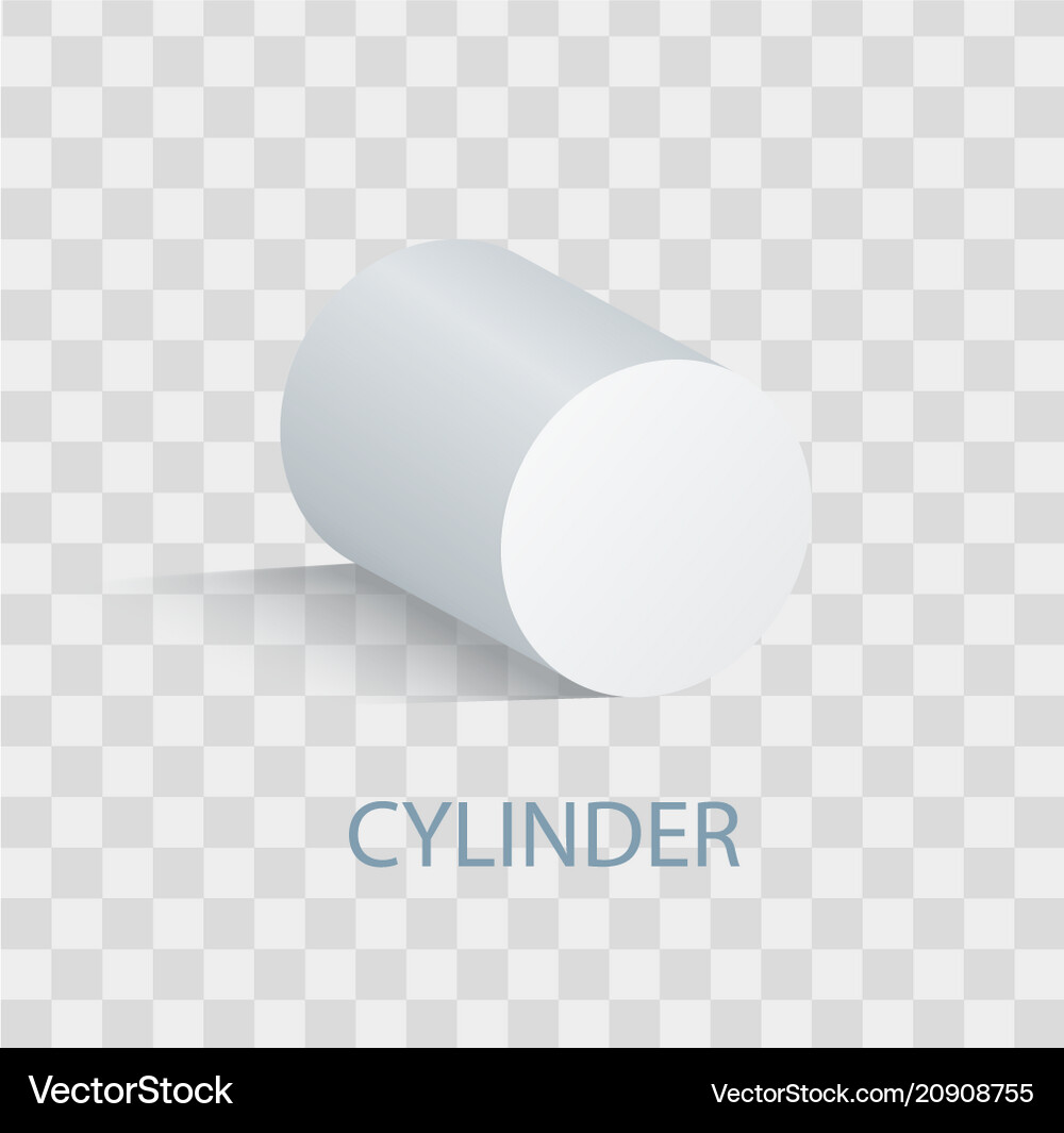 White cylinder geometric figure that casts shade Vector Image