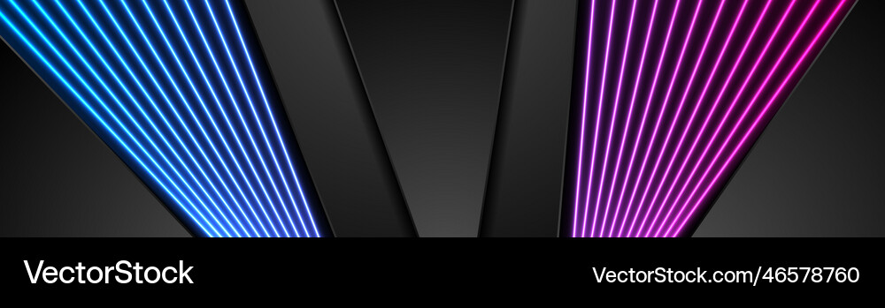 Black abstract tech corporate banner with neon Vector Image