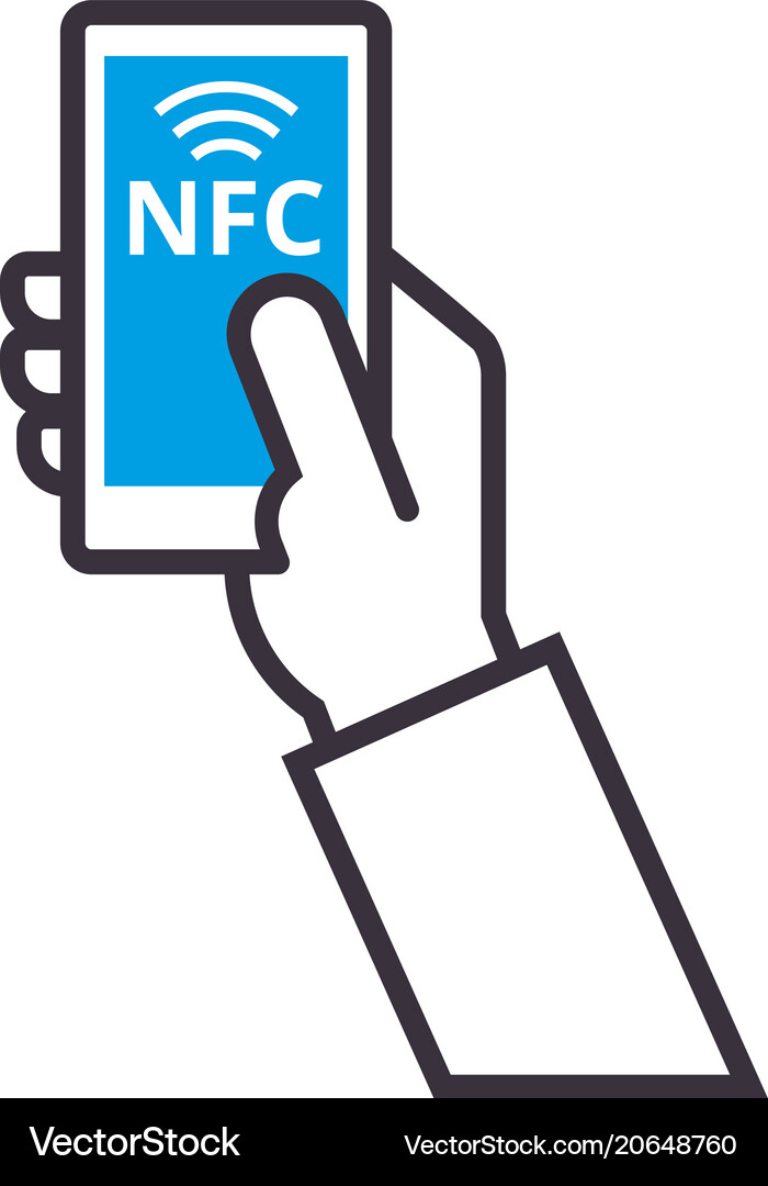 Contactless payment outline icon mobile Royalty Free Vector