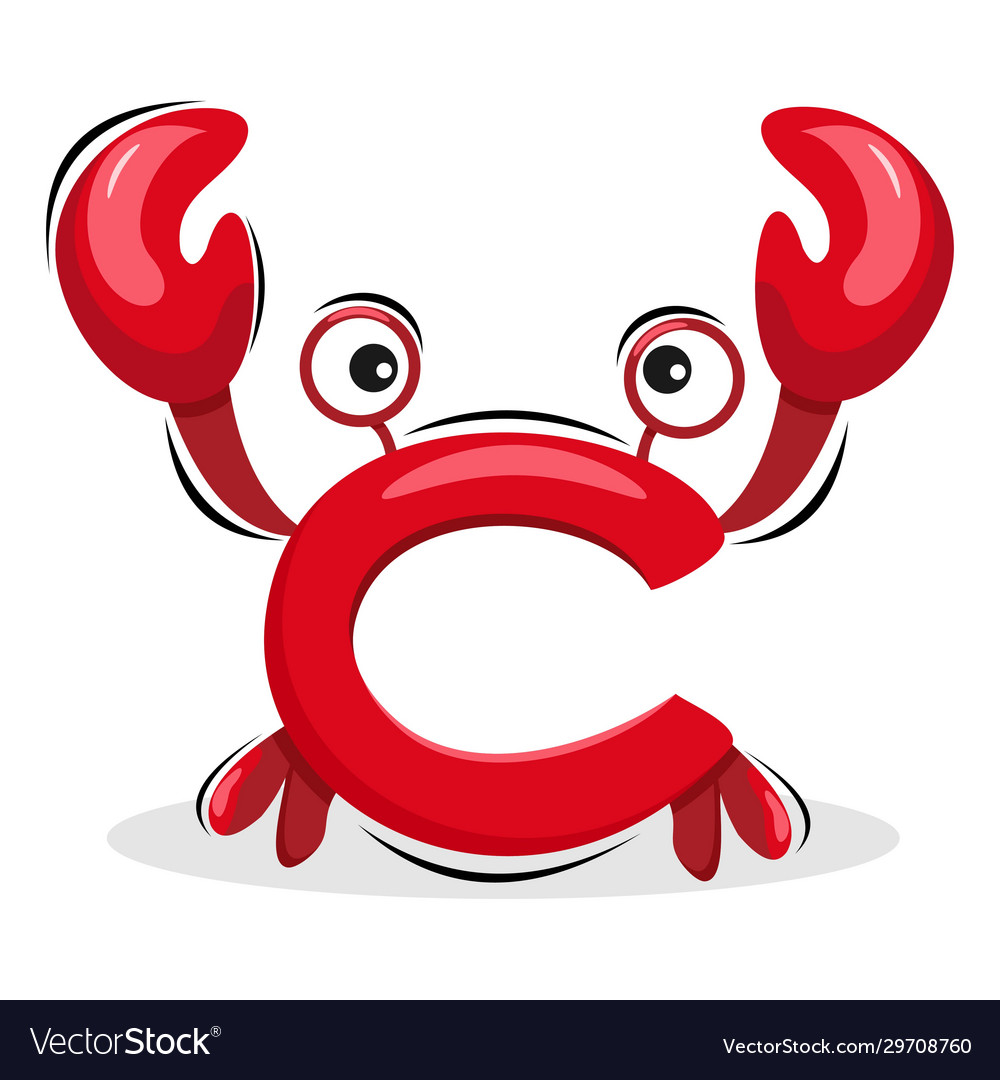 Crab with letter c design Royalty Free Vector Image