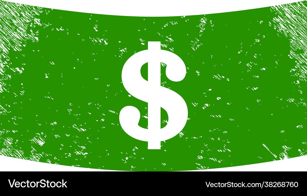 Dollar banknote scratched icon symbol Royalty Free Vector