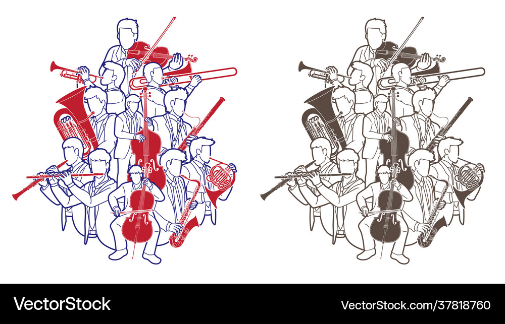 Group musician orchestra instrument Royalty Free Vector