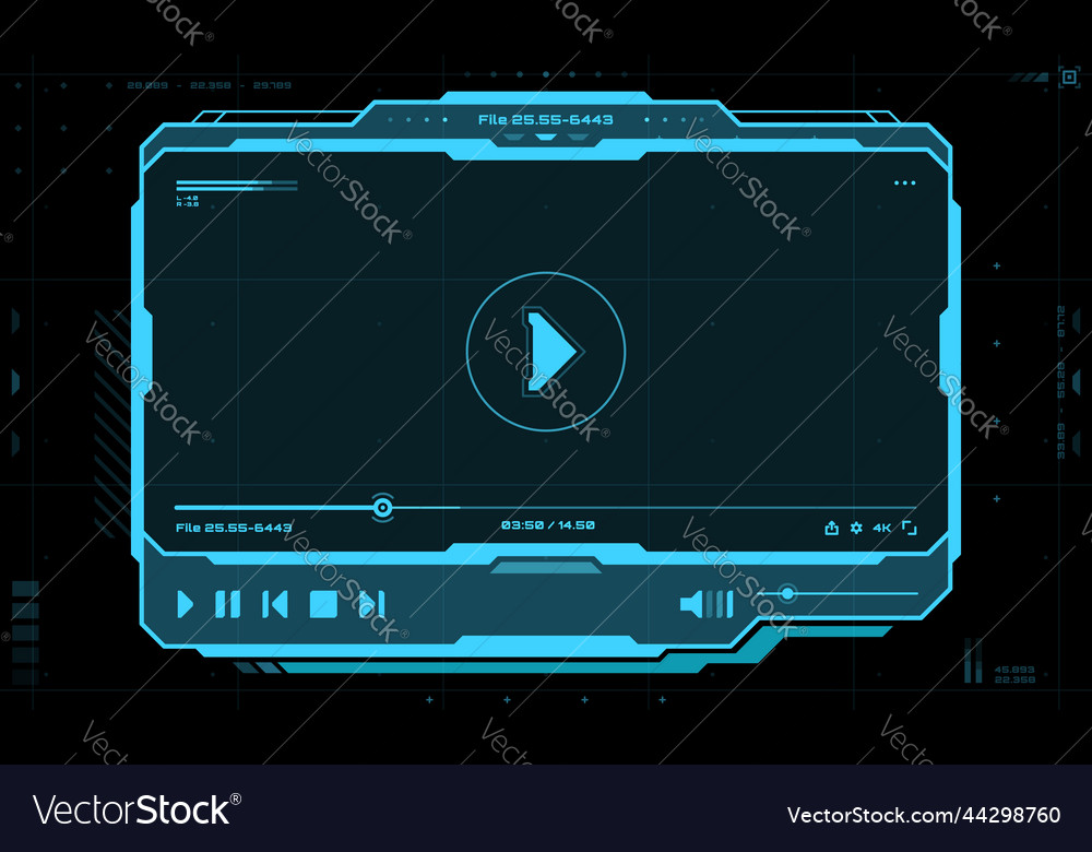 Hud video and sound player screen interface Vector Image
