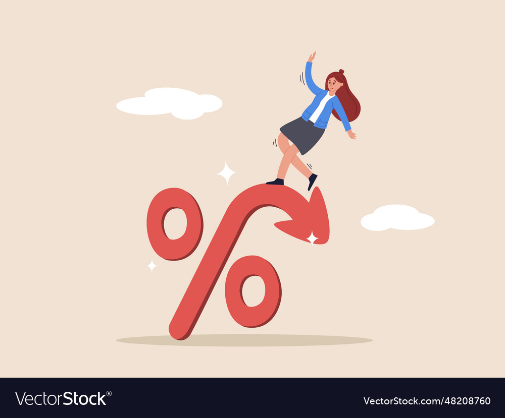 Inflation interest rate falling down decrease Vector Image